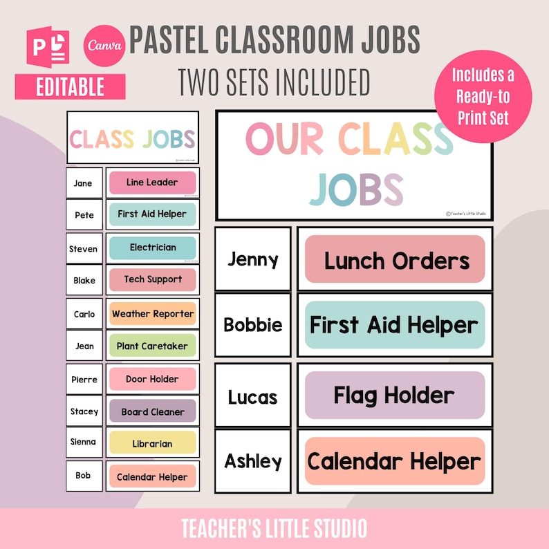 Pastel Class Jobs Display | Editable in Canva and Powerpoint | Ready-to ...