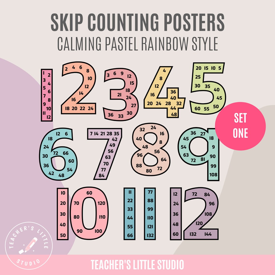 Pastel Rainbow Skip Counting Posters | Large Number Display ...