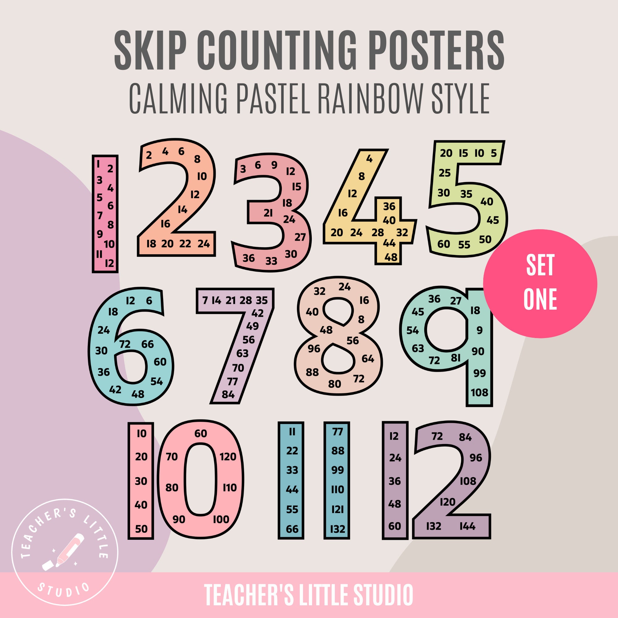 Pastel Rainbow Skip Counting Posters | Large Number Display ...