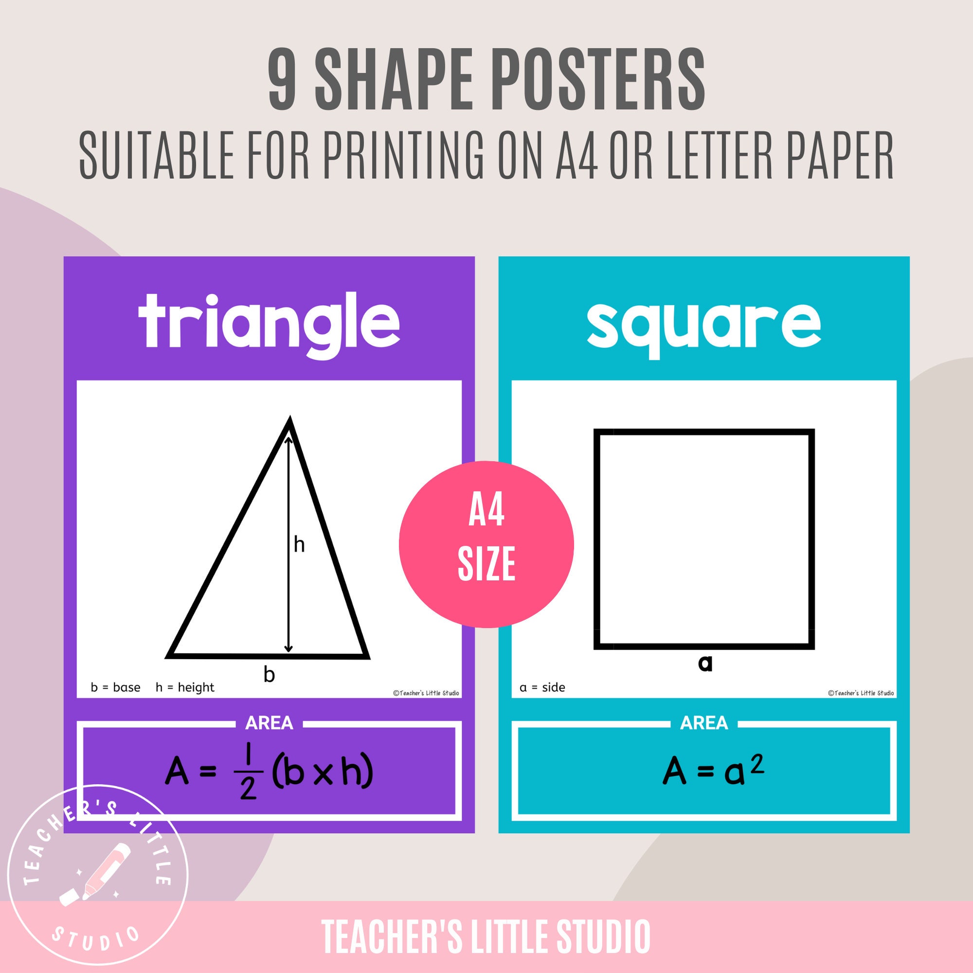 Area Formula Posters Set of 9 Posters Geometry Posters Math Resources ...