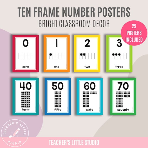 Bright Ten Frame Number Posters Bright Rainbow Colours - Etsy