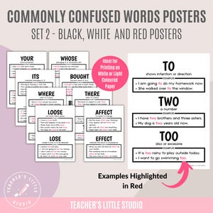 Commonly Confused Words Poster Set | English Grammar Posters | Boho ...