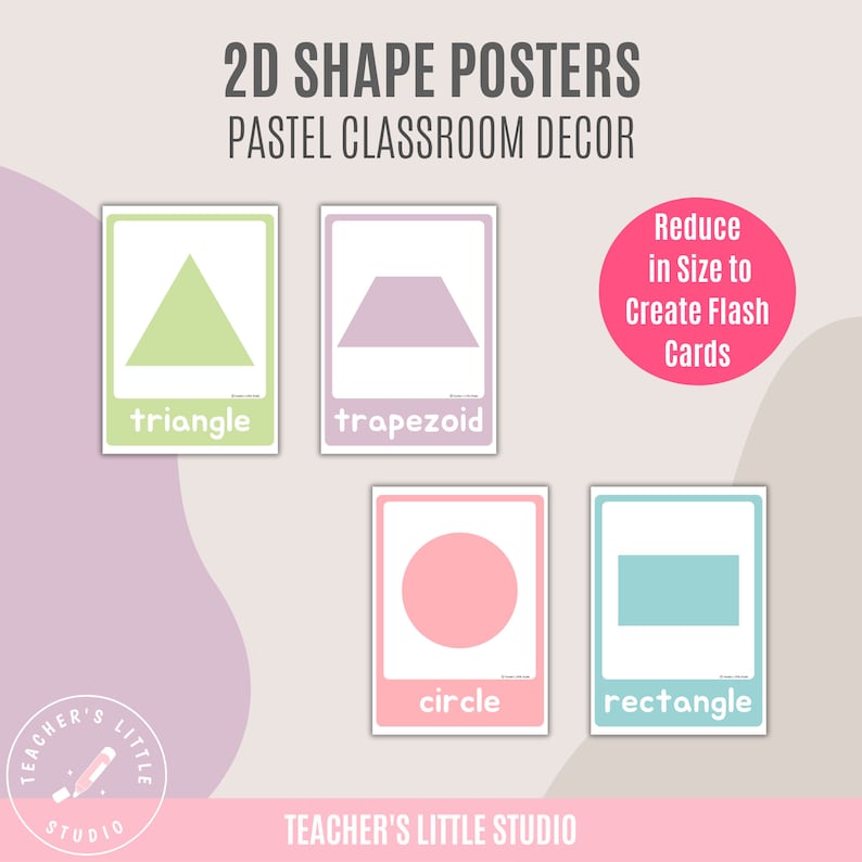 2D Shapes Poster Set Pastel Classroom Decor Printable Shape Posters ...