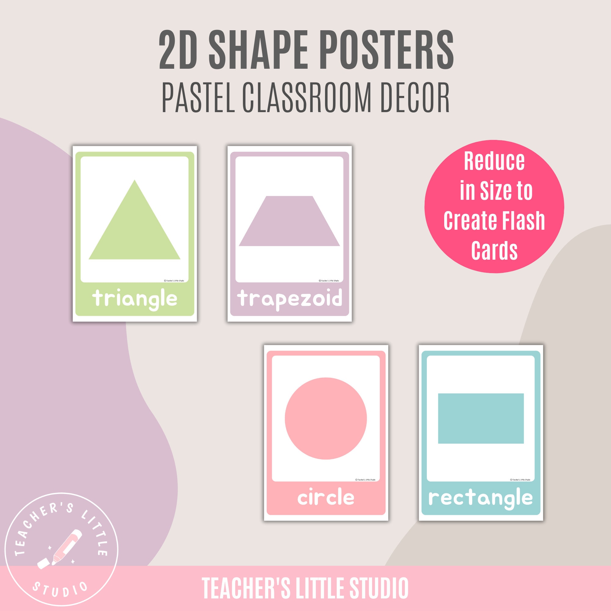2D Shapes Poster Set Pastel Classroom Decor Printable Shape Posters ...