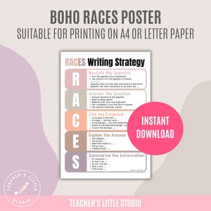 RACES Writing Strategy Poster | Constructed Written Response Resource ...