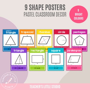 Area Formula Posters | Set of 9 Posters | Geometry Posters | Math ...
