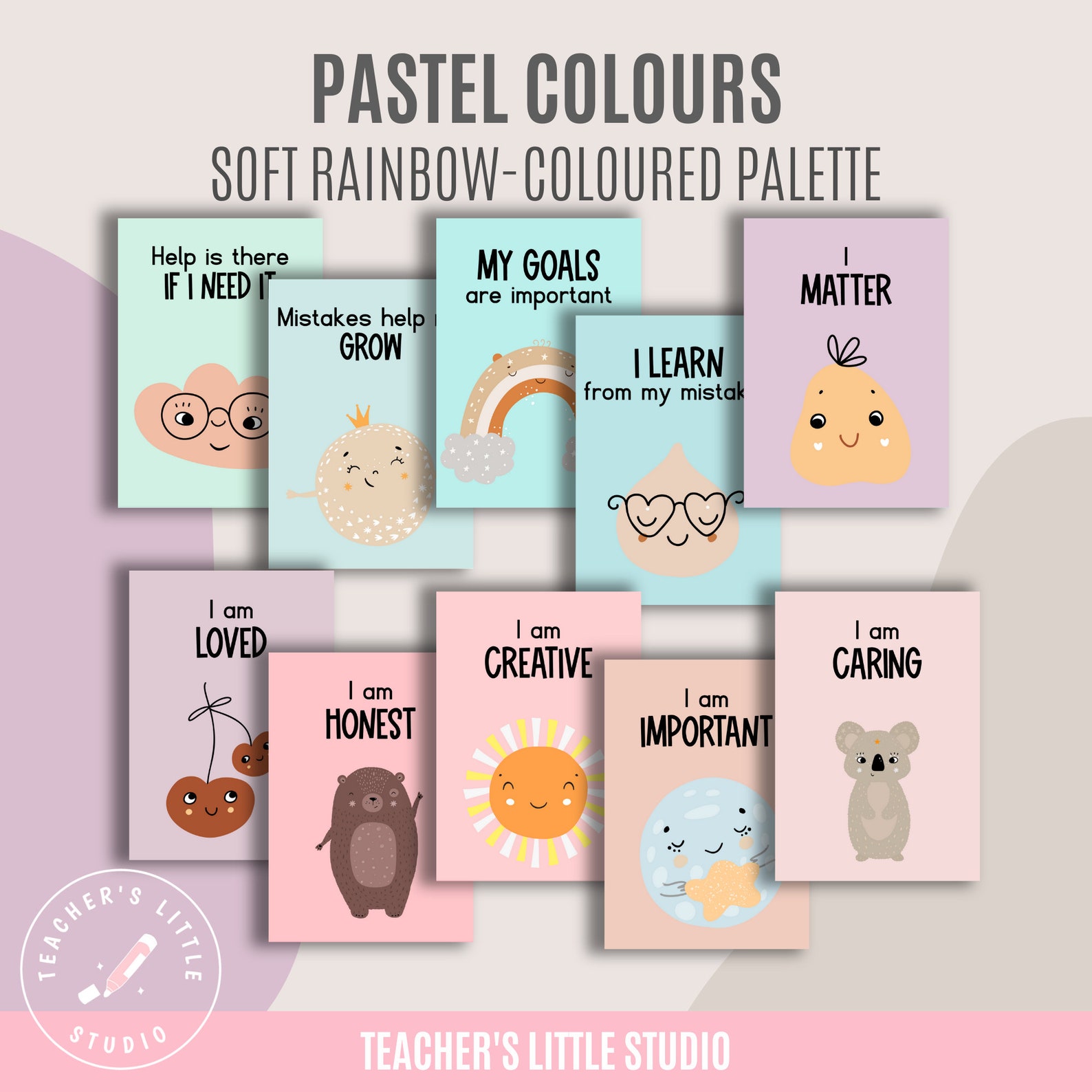 Printable Affirmation Cards for Kids Pastel Motivational - Etsy