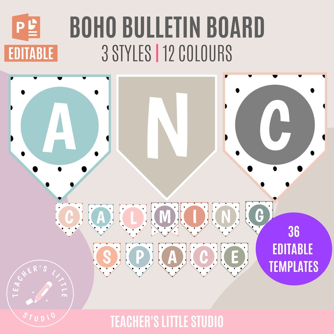 Bulletin Board Banner | Boho Bunting Classroom Banner | Boho Dotty ...