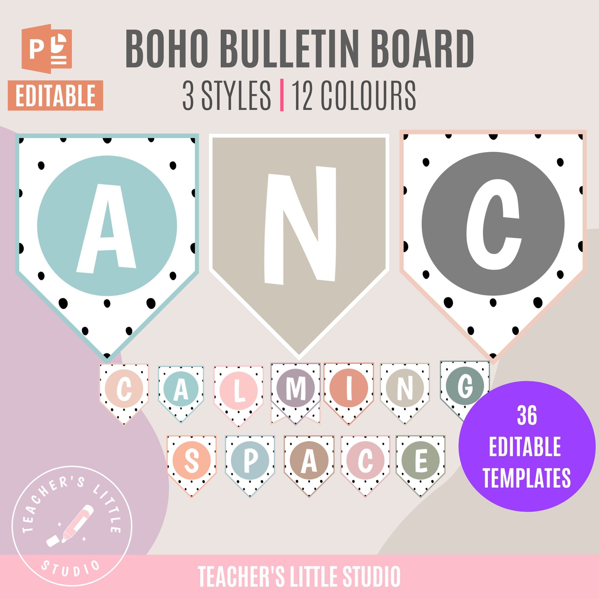 Bulletin Board Banner | Boho Bunting Classroom Banner | Boho Dotty ...