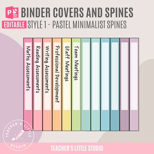 Pastel Binder Covers and Spines | Pastel Rainbow Binder Labels ...