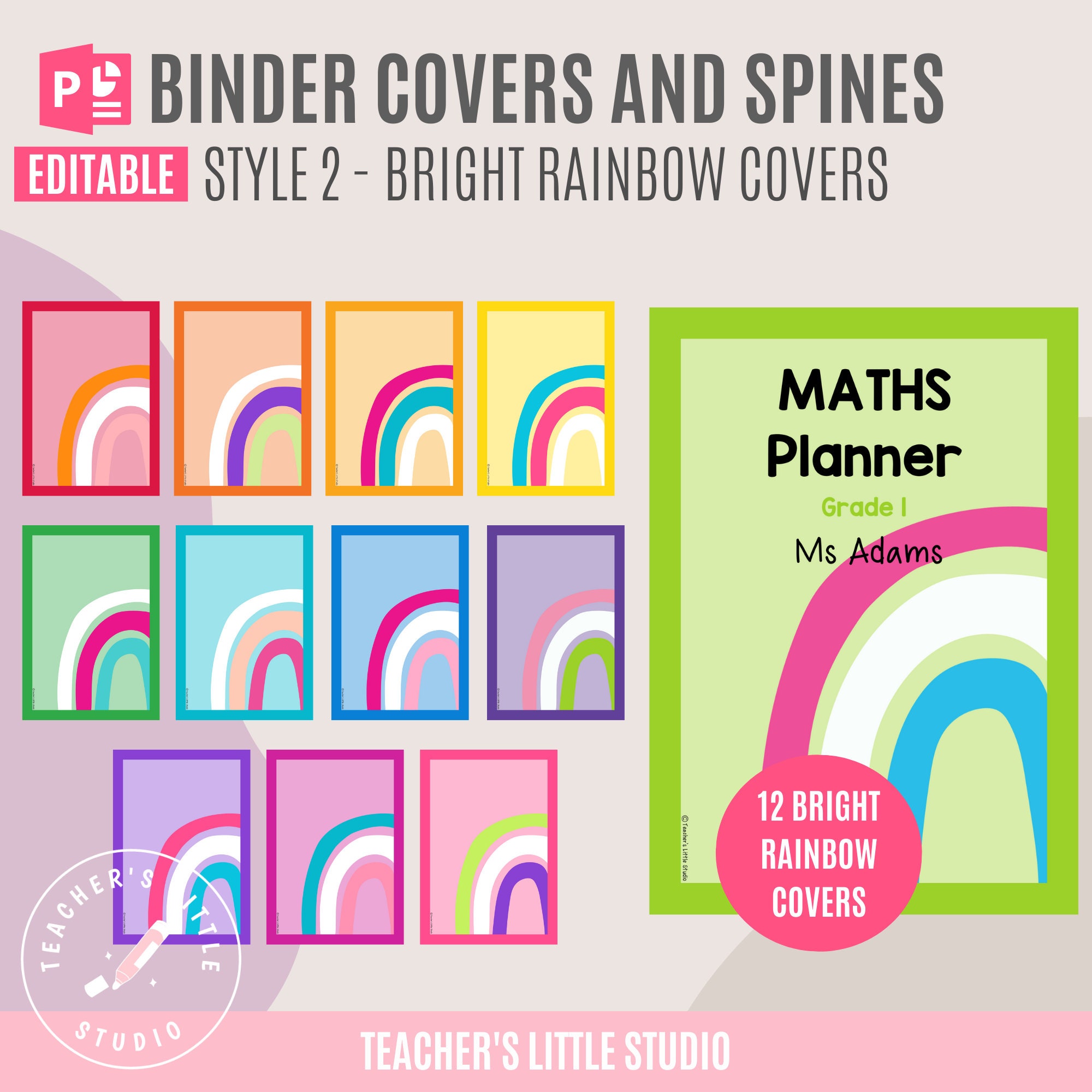 Bright Binder Covers and Spines | Bright Rainbow Binder Labels ...