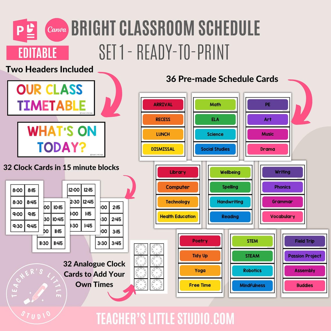 Bright Class Schedule | Editable in Powerpoint and Canva | Ready-to ...