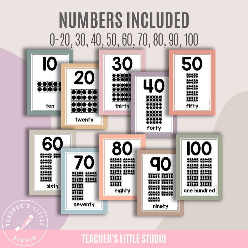 Boho Number Posters | Printable Ten Frames | Boho Neutral Colours ...