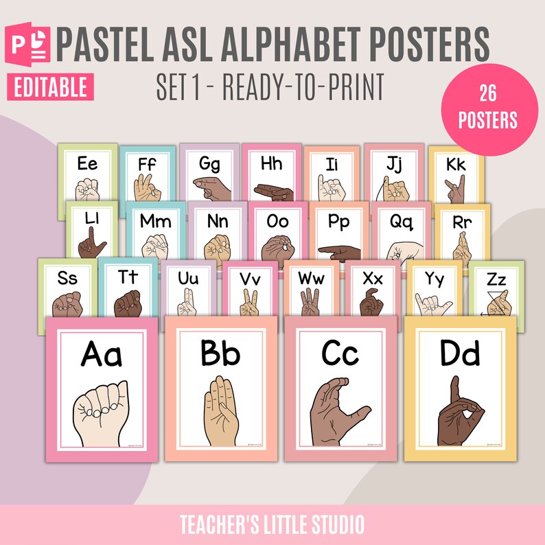 ASL Alphabet Posters Printable Classroom Alphabet Editable - Etsy Australia