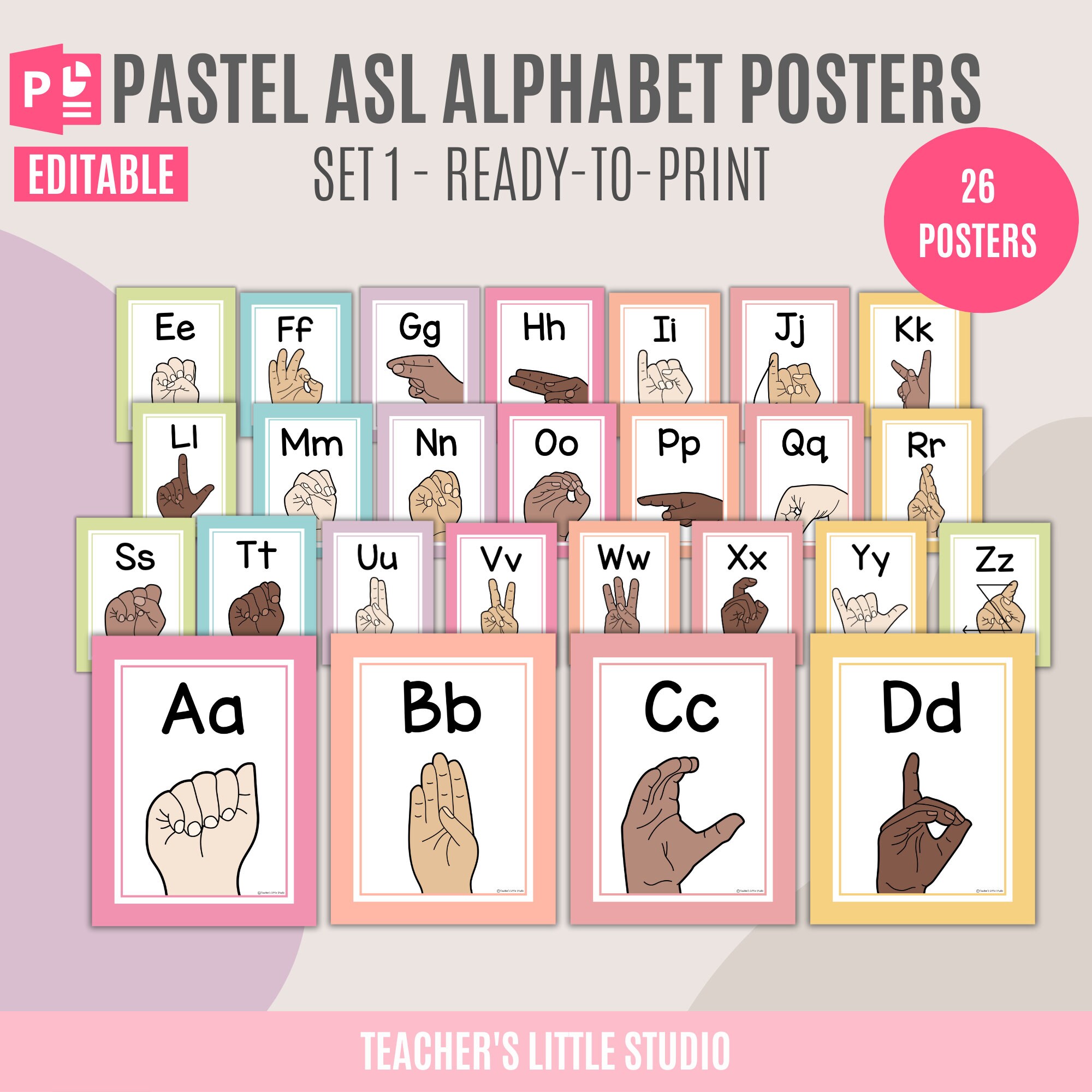 ASL Alphabet Posters Printable Classroom Alphabet Editable ASL Posters ...