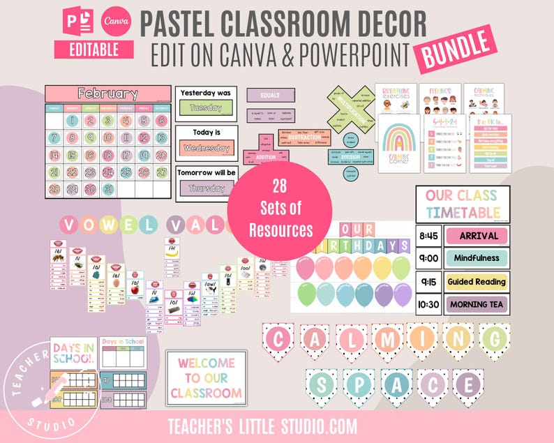 Pastel Classroom Decor BUNDLE | Calming Classroom Decor | Printable and ...