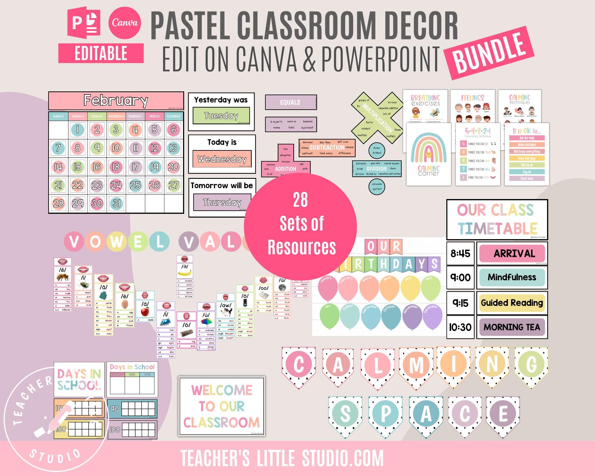 Pastel Classroom Decor BUNDLE | Calming Classroom Decor | Printable and ...
