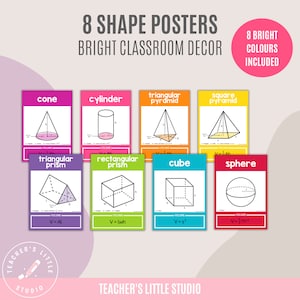 Volume Formula Posters | Set of 8 Posters | Geometry Posters | Math ...