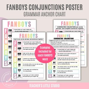 FANBOYS Conjunction Poster Set | Grammar Anchor Chart | Sentence ...