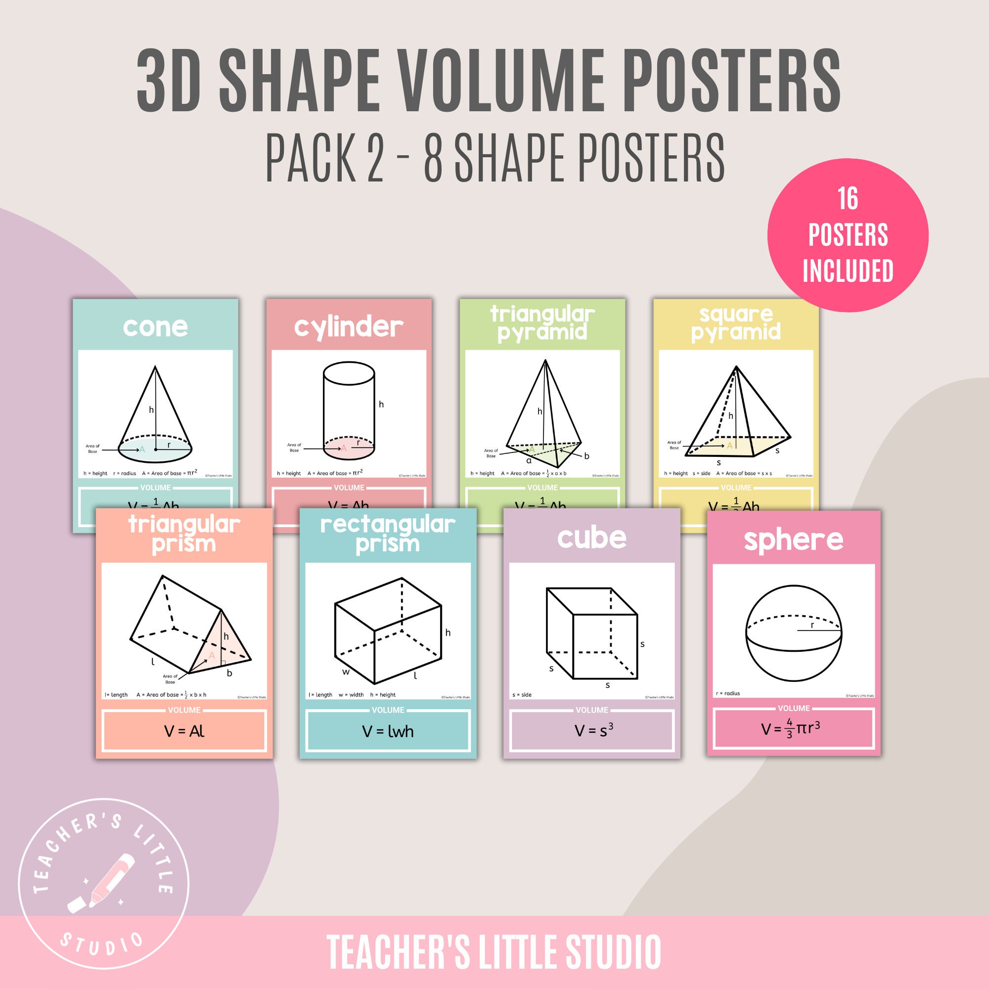 3D Shape Poster Bundle 2 Pack Shape Poster Sets With - Etsy