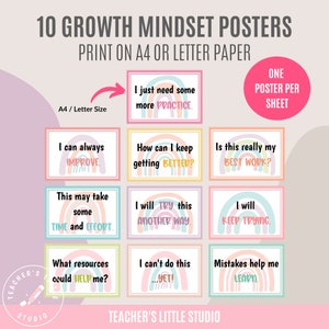 Growth Mindset Posters | Pastel Rainbow Theme | Classroom Decor ...