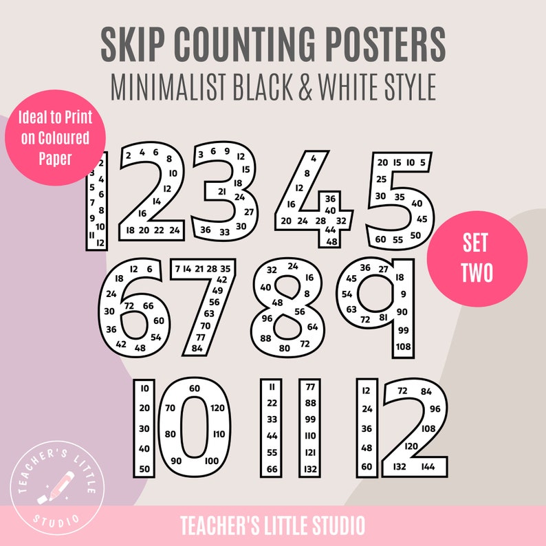 Boho Skip Counting Posters Large Number Display - Etsy