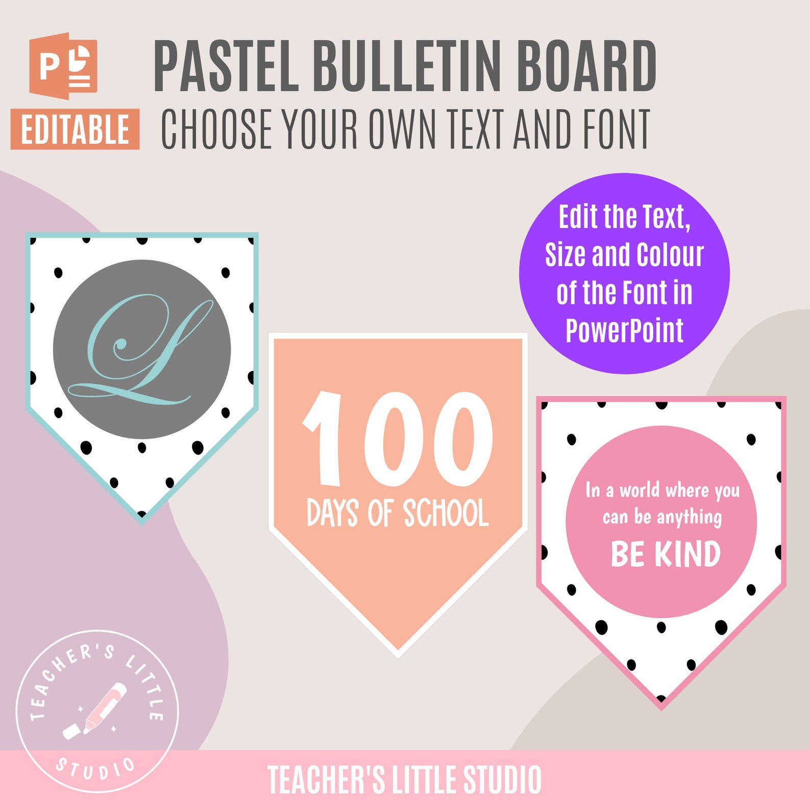 Bulletin Board Banner | Pastel Bunting Classroom Banner | Pastel Dotty ...