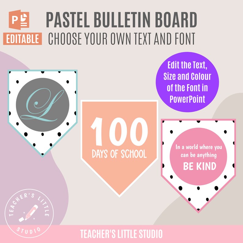 Bulletin Board Banner | Pastel Bunting Classroom Banner | Pastel Dotty ...