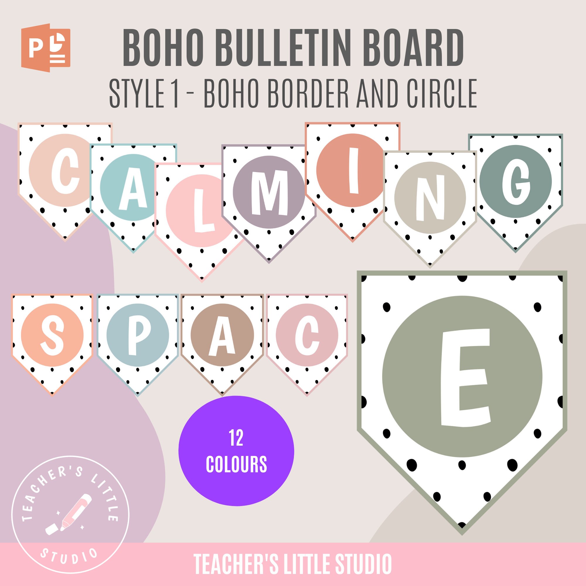 Bulletin Board Banner | Boho Bunting Classroom Banner | Boho Dotty ...