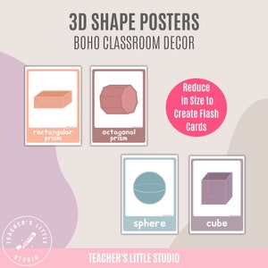 3D Shapes Poster Set | 3D Objects | Boho Classroom Decor | Printable ...