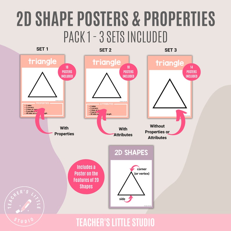 2D and 3D Shape Poster Bundle 2 Pack Shape Poster Sets With - Etsy