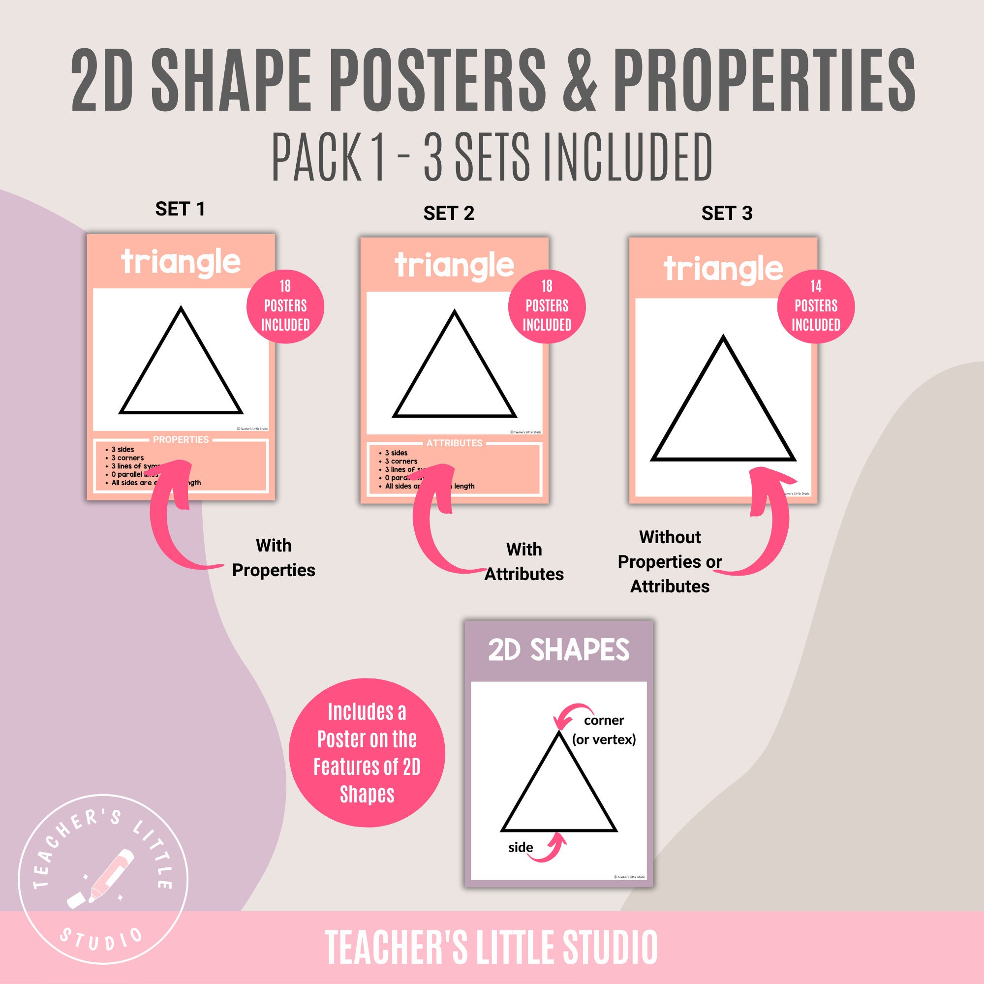 2D and 3D Shape Poster Bundle 2 Pack | Shape Poster Sets With ...