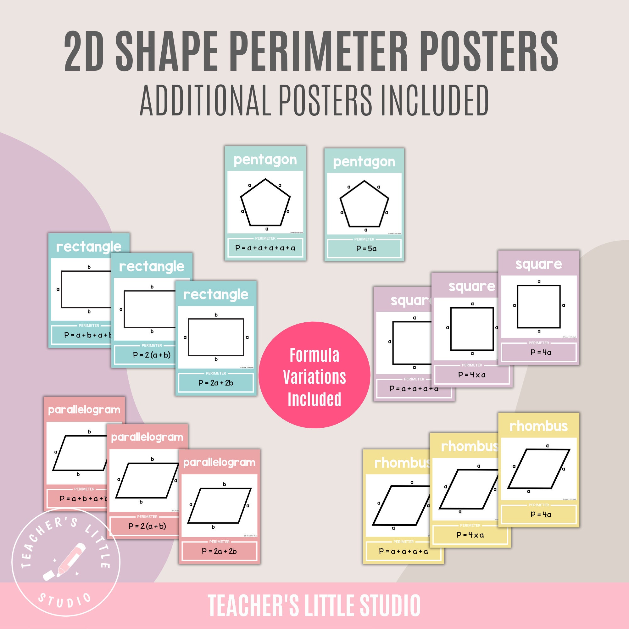 2D Shape Poster Bundle 2 Pack Shape Poster Sets With - Etsy