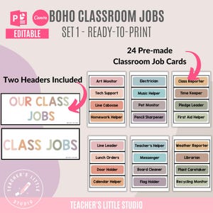 Boho Classroom Jobs Display | Editable Powerpoint and Canva | Ready-to ...