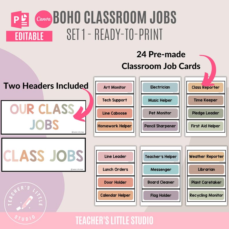 Boho Classroom Jobs Display | Editable Powerpoint and Canva | Ready-to ...