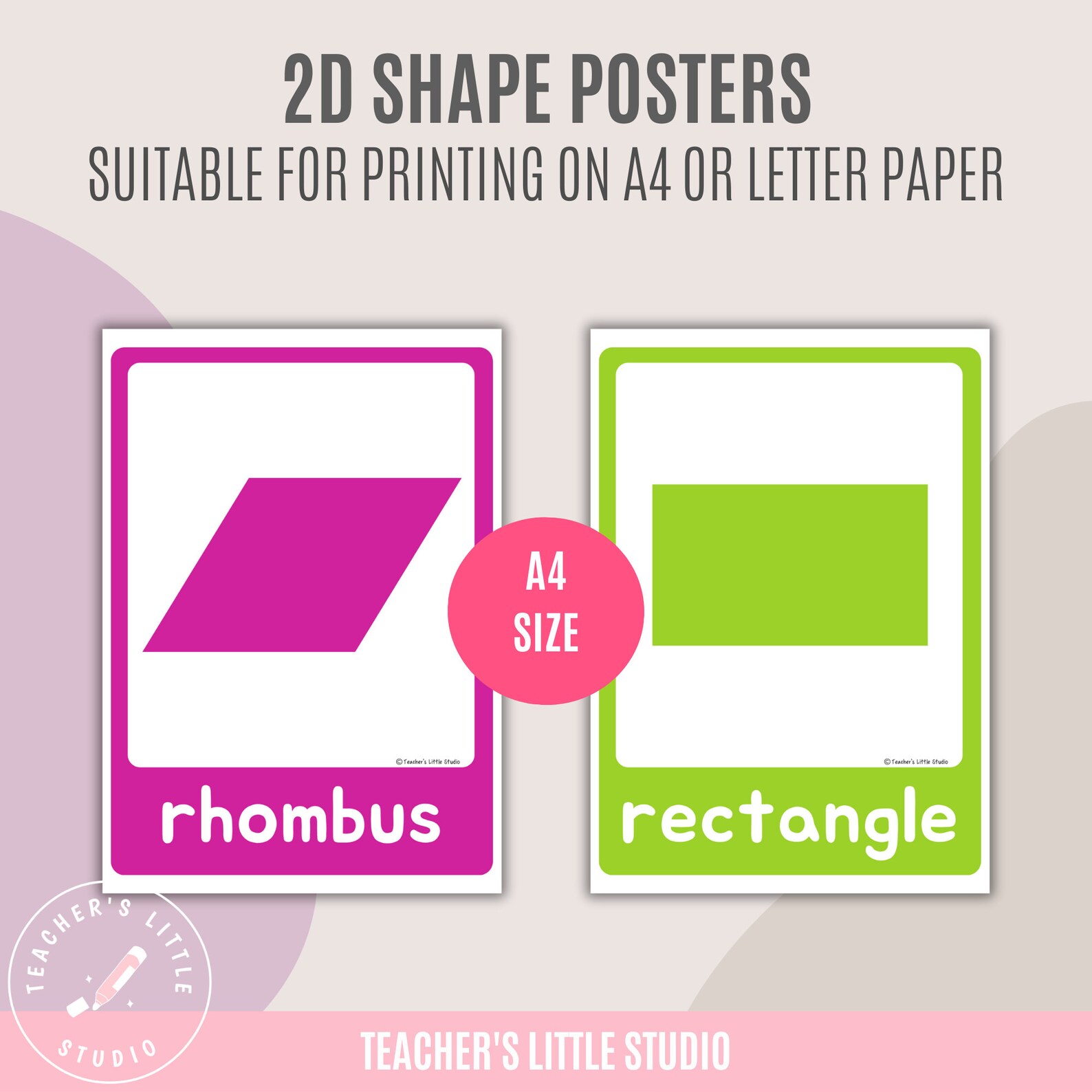 2D Shapes Poster Set | Bright Classroom Decor | Printable Shape Posters ...