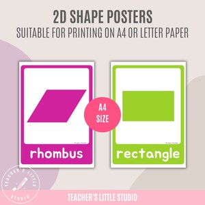 2D Shapes Poster Set | Bright Classroom Decor | Printable Shape Posters ...