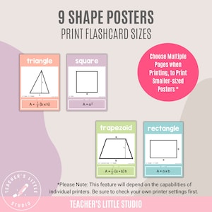 Area Formula Posters | Set of 9 Posters | Geometry Posters | Math ...