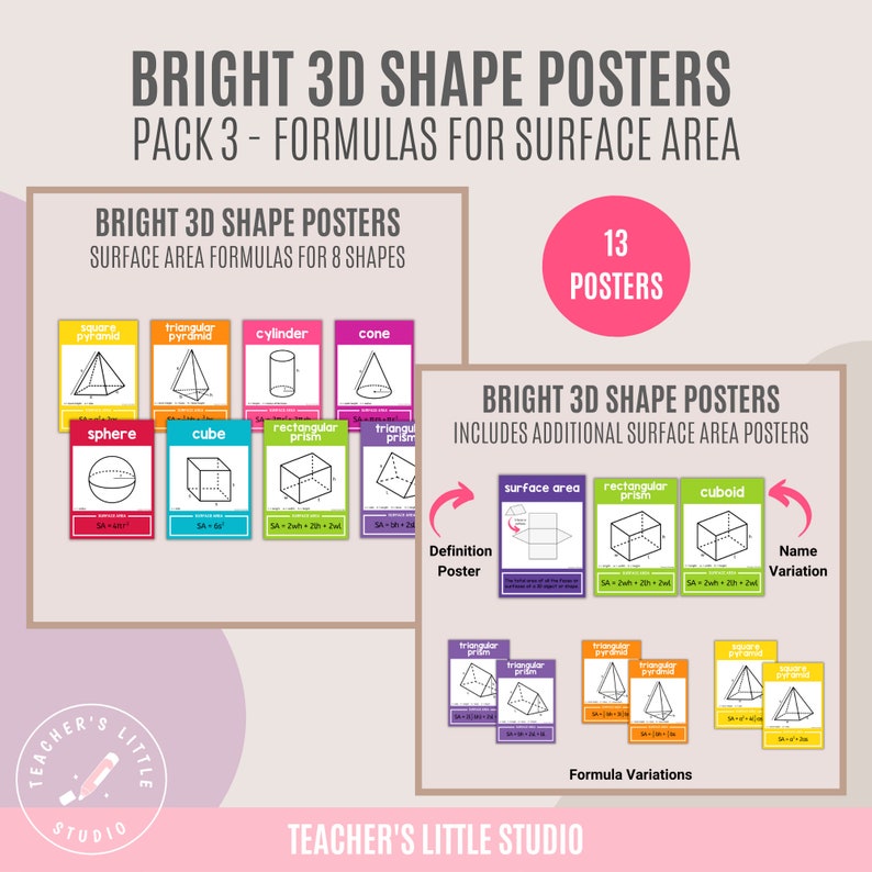 2D & 3D Shape Poster Bundle 4 Pack Shape Poster Sets With - Etsy