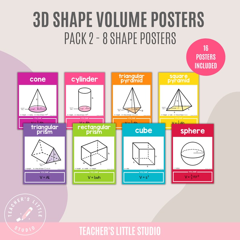 3D Shape Poster Bundle 2 Pack Shape Poster Sets With - Etsy