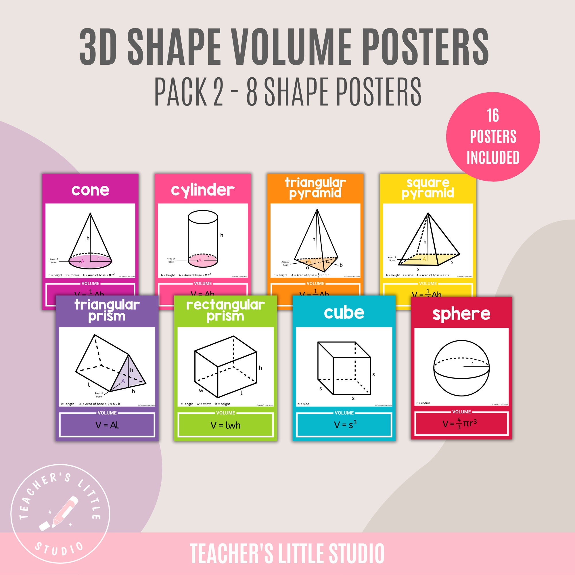 3D Shape Poster Bundle 2 Pack Shape Poster Sets With - Etsy