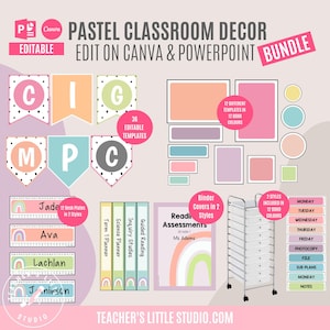 Pastel Classroom Decor BUNDLE | Calming Classroom Decor | Printable and ...