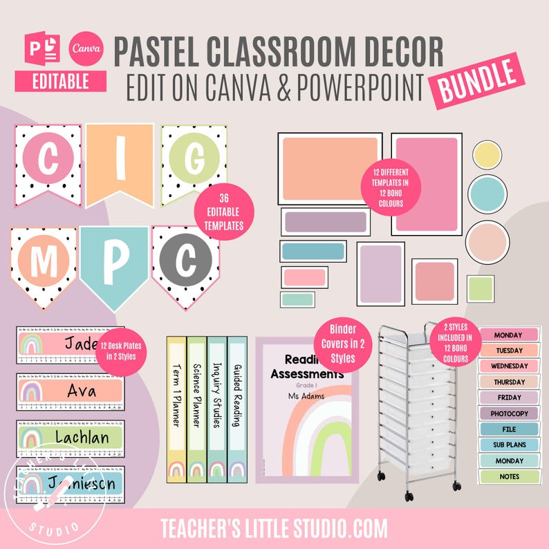 Pastel Classroom Decor BUNDLE | Calming Classroom Decor | Printable and ...