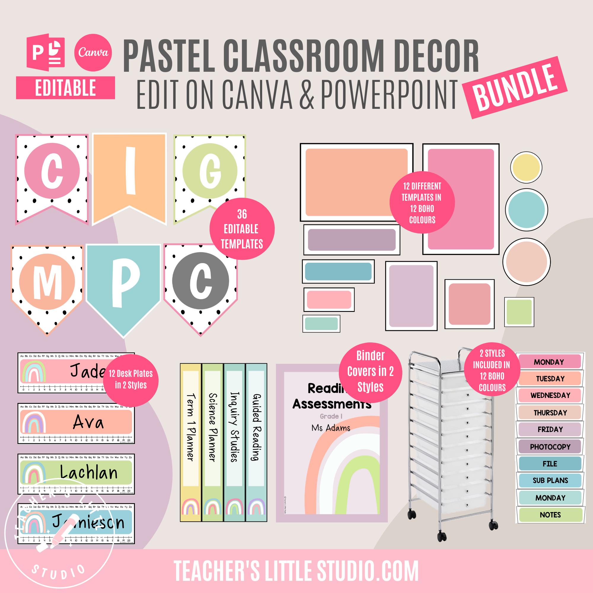 Pastel Classroom Decor BUNDLE | Calming Classroom Decor | Printable and ...