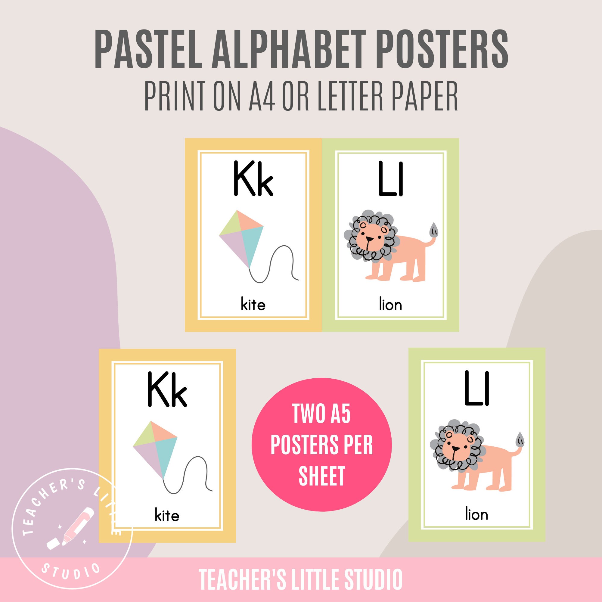 Pastel Alphabet Posters Classroom Decor Alphabet Wall - Etsy