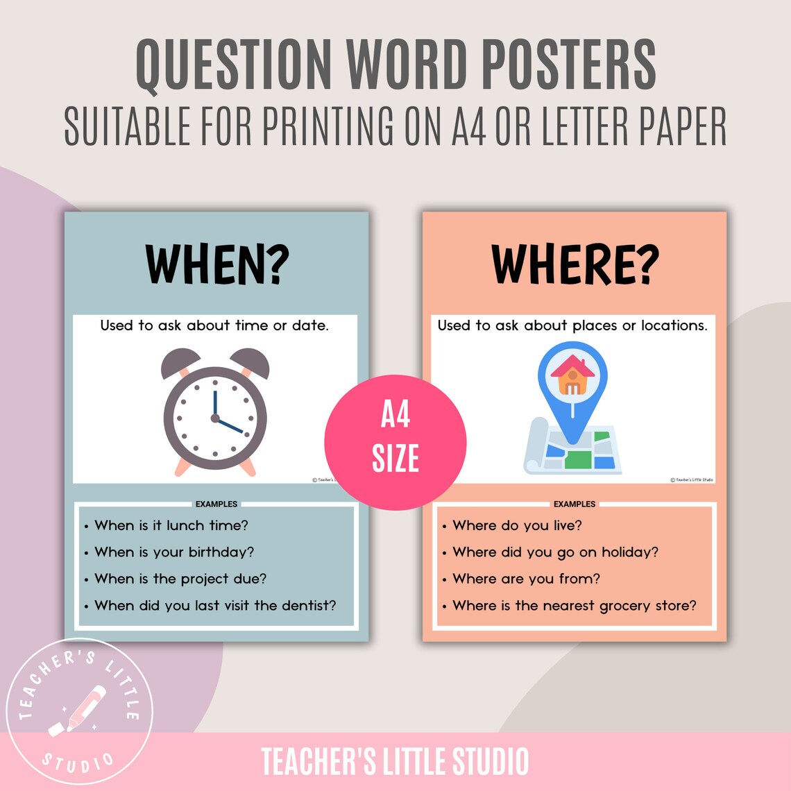 Question Word Poster Set | WH Question Visual Aids | ESL Grammar ...