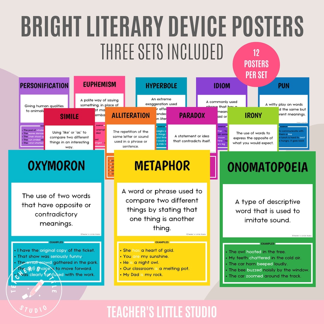 Buy Literary Devices Posters Figurative Language Set English Posters ...