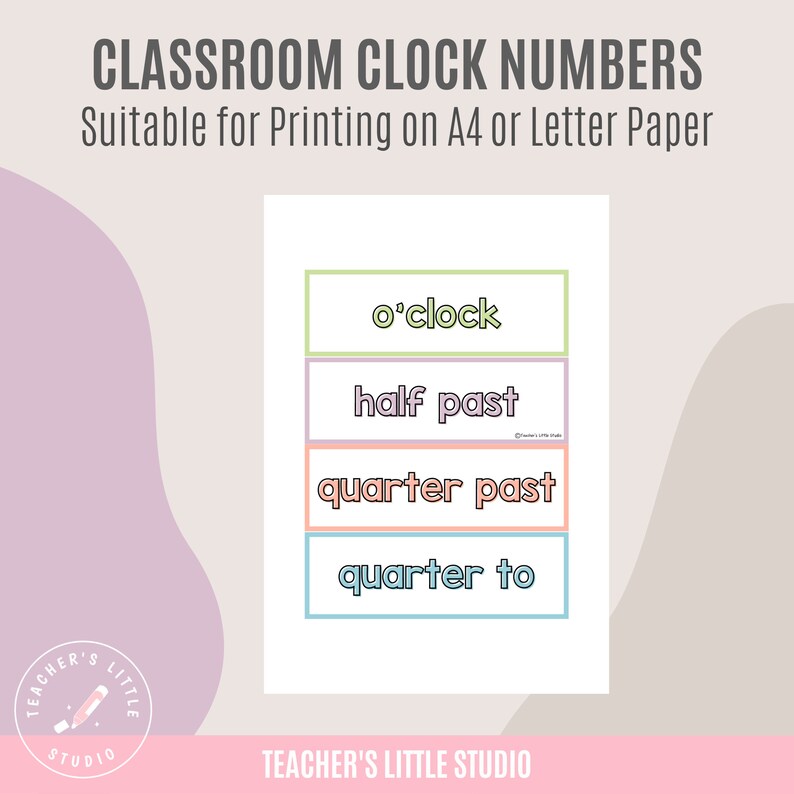 Classroom Clock Numbers | Clock Label Printables | Telling Time ...
