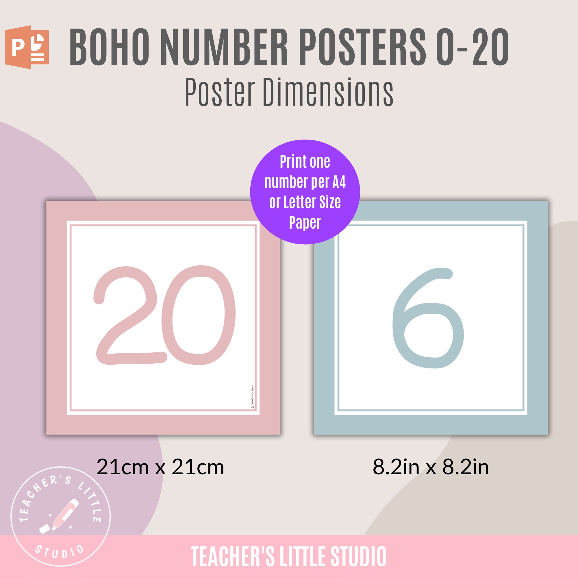Boho Square Number Posters Boho Classroom Decor Homeschool - Etsy