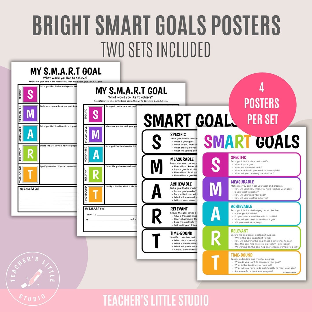 SMART Goals Posters | S.M.A.R.T Goal Setting | SMART Goal Worksheet ...